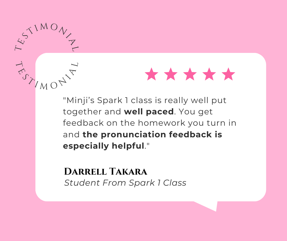 Beige Customer Testimonial Facebook Post – Minji Teaches Korean